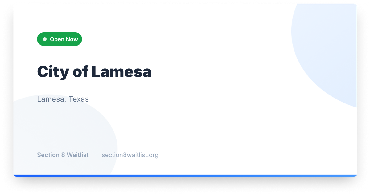 City of Lamesa - Waiting List Status | Section 8 Waitlist