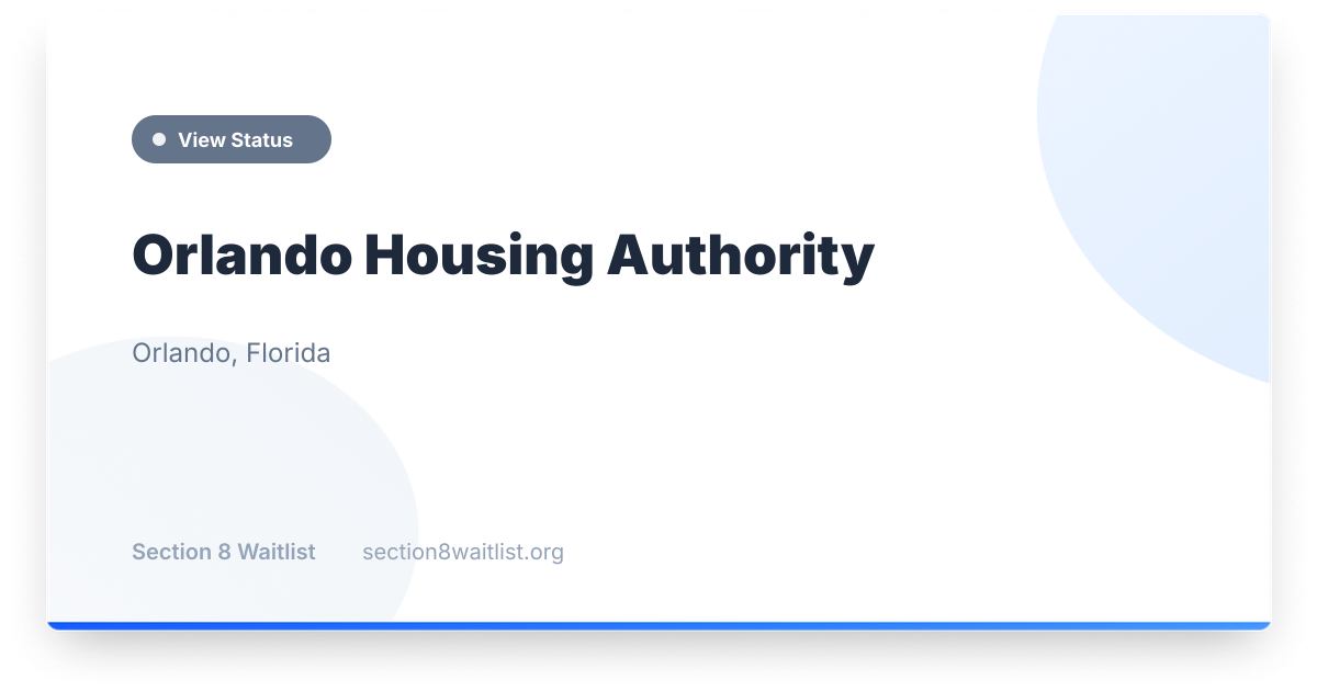 Orlando Housing Authority - Waiting List Status | Section 8 Waitlist
